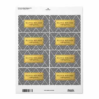 Black and Faux Gold Foil Chevron Label | Zazzle