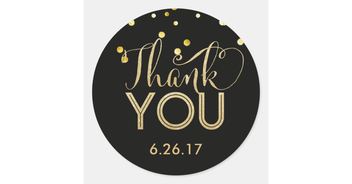 Black and Faux Gold Round Stickers | Zazzle