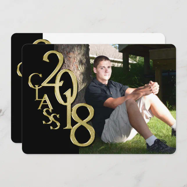 Black and Gold 2018 Graduation Invitation | Zazzle