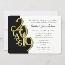 Black and Gold 2019 Graduation Invitation | Zazzle