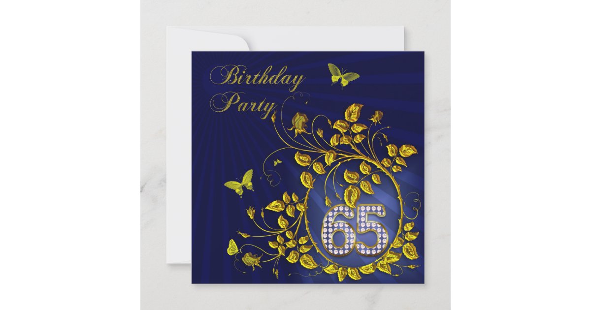Black and Gold 65th Birthday party Invitation | Zazzle