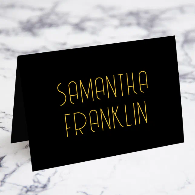 Black and Gold Art Deco Name Place Cards | Zazzle