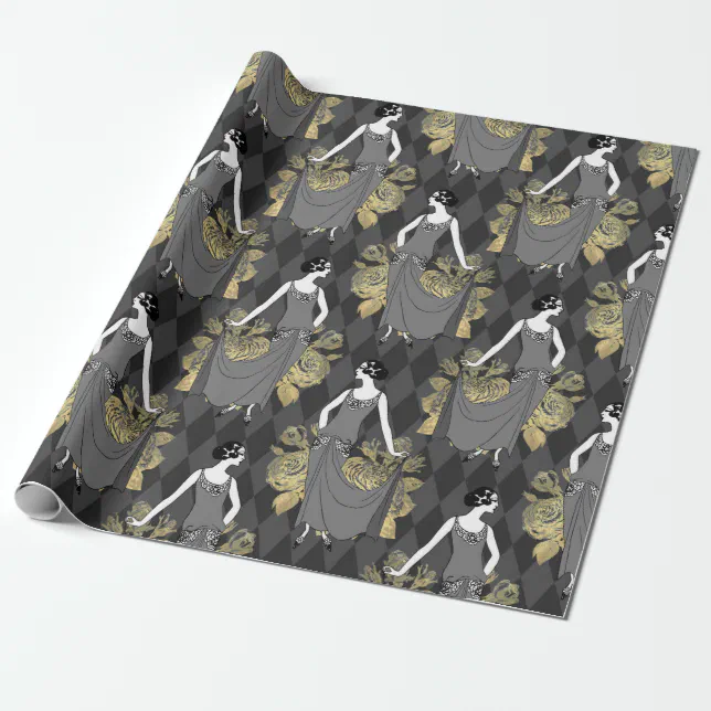 Black and Gold Art Deco Wrapping Paper | Zazzle