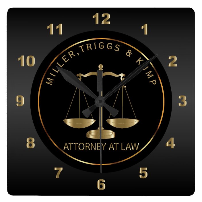 Black and Gold - Attorney at Law Square Wall Clock | Zazzle.com