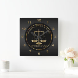 Black and Gold - Attorney at Law Square Wall Clock | Zazzle