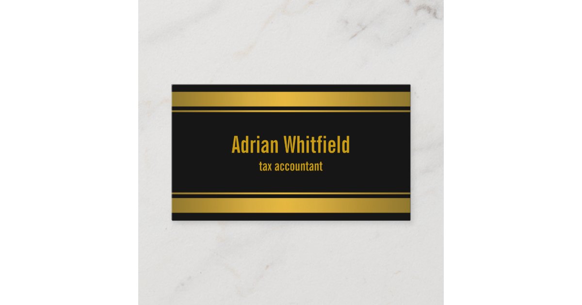 Black and Gold Bar Borders Horizontal Accountant Business Card | Zazzle