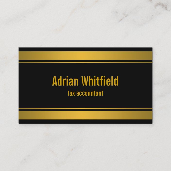 Black and Gold Bar Borders Horizontal Accountant Business Card | Zazzle.com