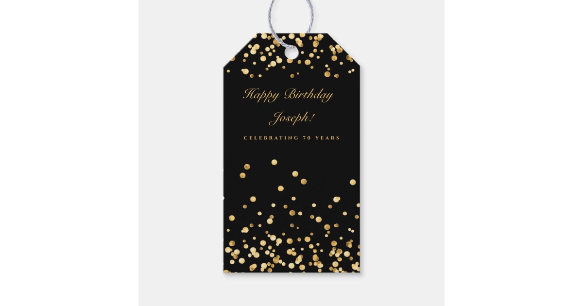 Black And Gold Birthday Gift Tags | Zazzle