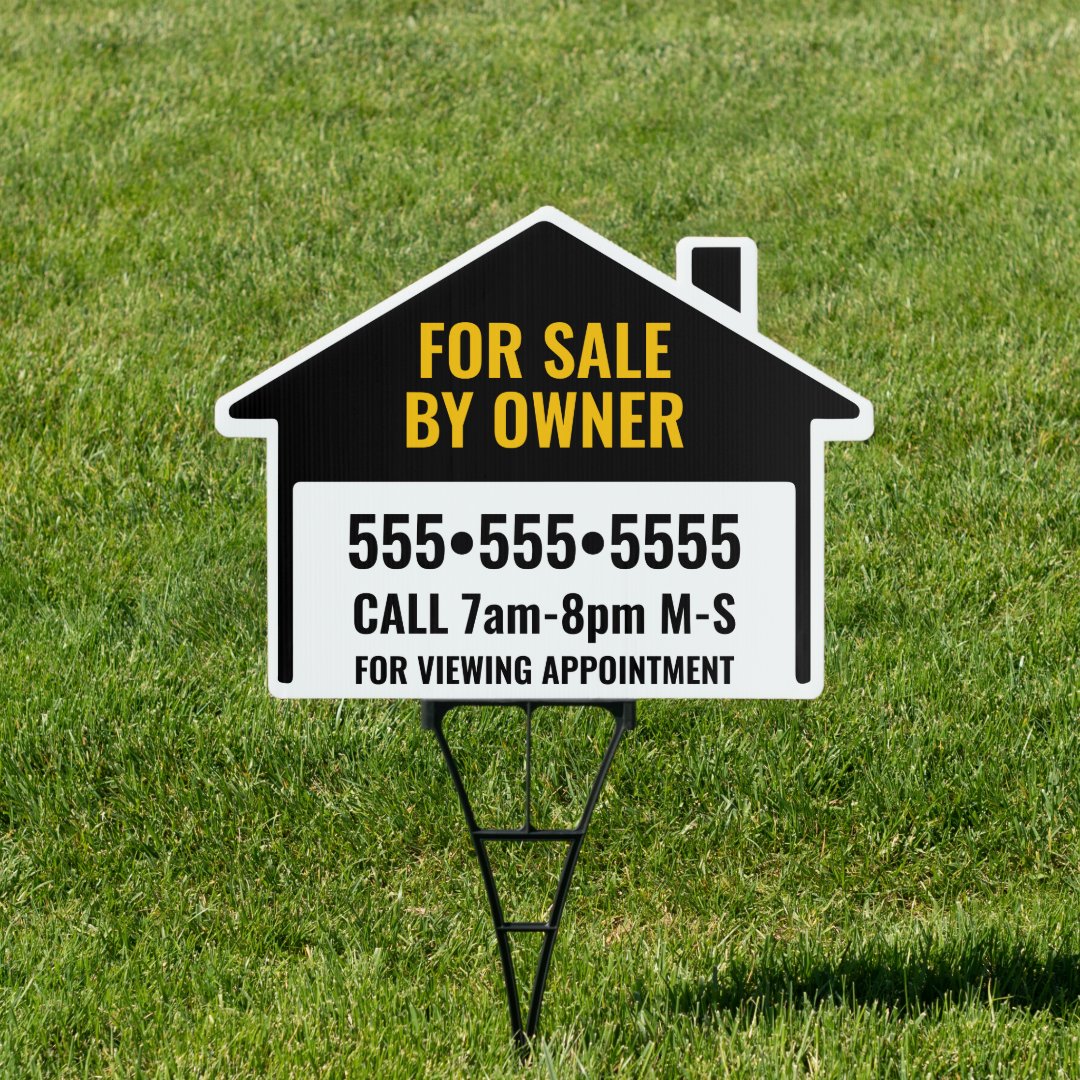 Black and Gold Bold Colors House for Sale by Owner Sign | Zazzle