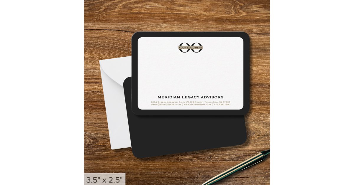 Black and Gold Business Logo Note Card | Zazzle
