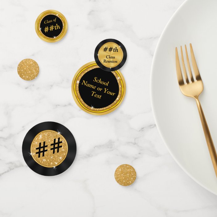 Black and Gold Class Reunion Table Decorations Confetti | Zazzle.com