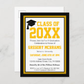Black and Gold Class Year Graduation Invitation Postcard | Zazzle