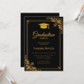 Black And Gold Classic Graduation Cap Party Invitation | Zazzle