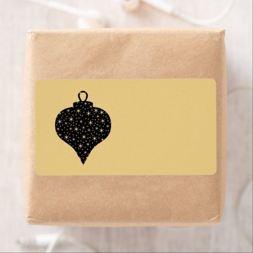 Black and Gold Color Christmas Bauble Design. Label | Zazzle