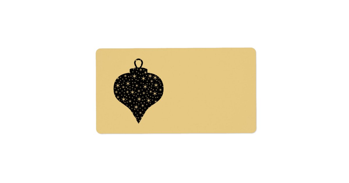 Black and Gold Color Christmas Bauble Design. Label | Zazzle