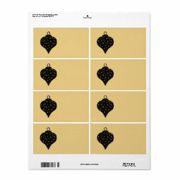 Black and Gold Color Christmas Bauble Design. Label | Zazzle