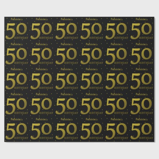 Black And Gold Confetti 50th Birthday Wrapping Paper | Zazzle.com