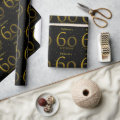 Black And Gold Confetti 60th Birthday Wrapping Paper | Zazzle