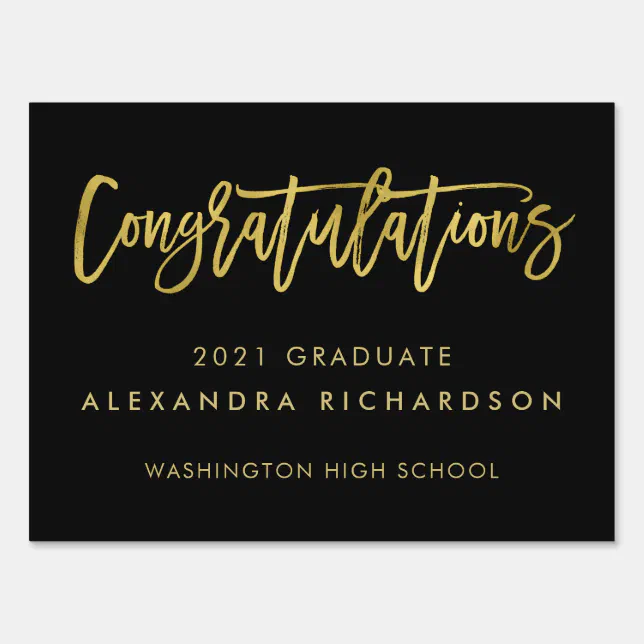 Black and Gold Congratulations Graduate Sign | Zazzle