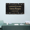 Black and Gold Congratulations Graduation Custom Banner | Zazzle