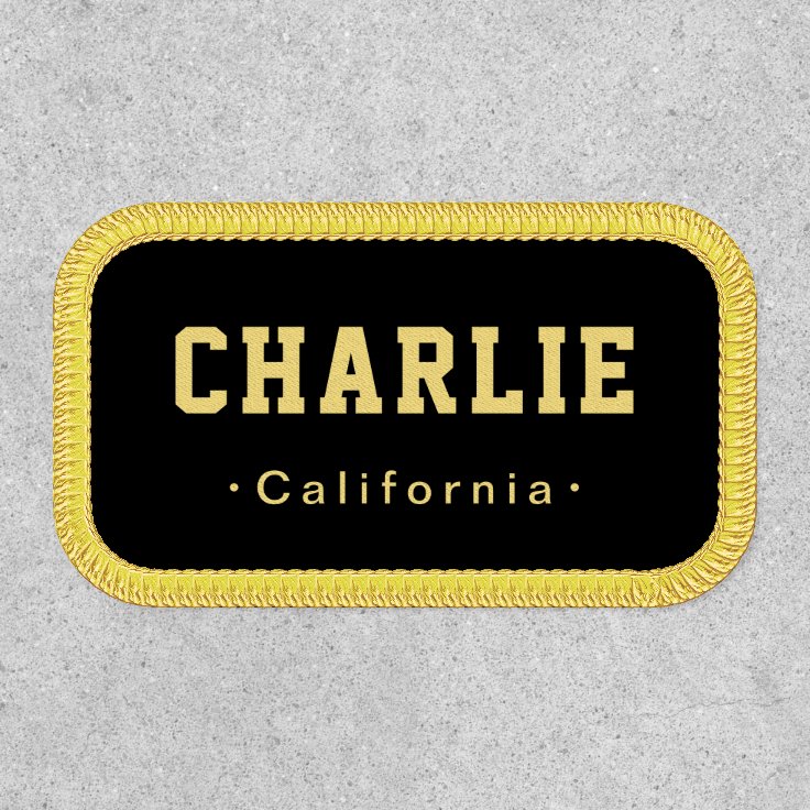 Black and gold custom name patches | Zazzle