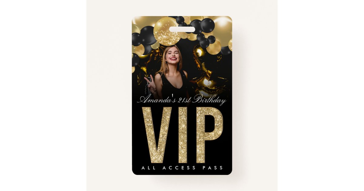 Black and Gold Customizable VIP All Access Badge | Zazzle