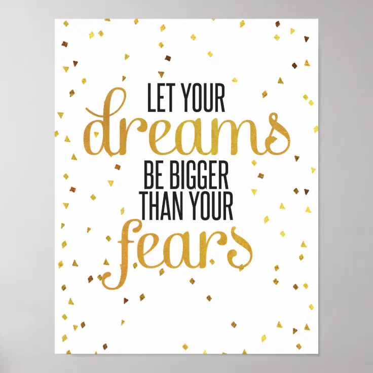 Black and Gold Dreams Inspirational Quote Poster | Zazzle