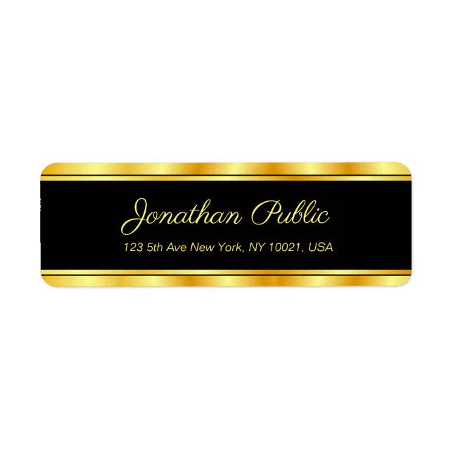 Black And Gold Elegant Modern Template Handwritten Label | Zazzle
