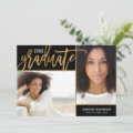Black and Gold Faux Foil 2 Photo Graduation Announ Announcement | Zazzle