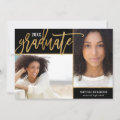 Black and Gold Faux Foil 2 Photo Graduation Announ Announcement | Zazzle