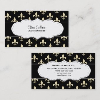 Black and Gold Fleur de Lis business cards | Zazzle
