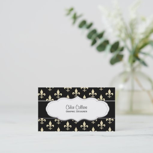 Black and Gold Fleur de Lis business cards | Zazzle