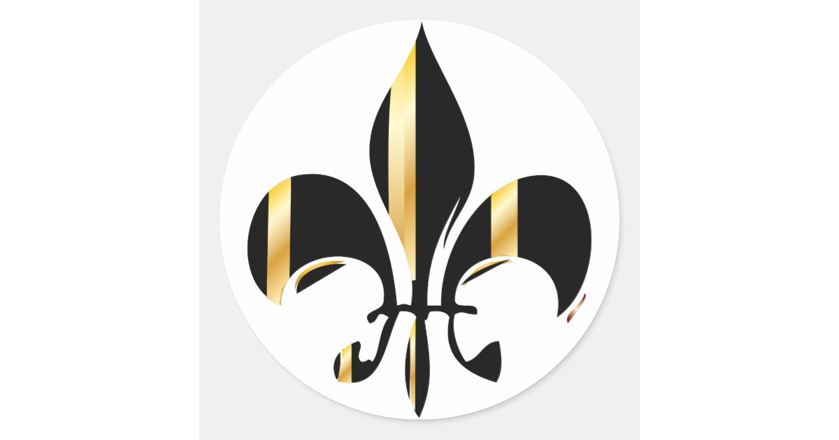 Black and Gold Fleur de Lis Classic Round Sticker | Zazzle