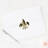 Black and Gold Fleur de Lis Classic Round Sticker | Zazzle