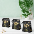 Black and gold flowers birthday party personalized favor boxes | Zazzle