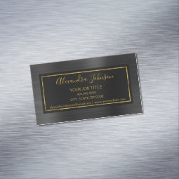 Black and Gold Foil Modern Metallic Business Card Magnet | Zazzle