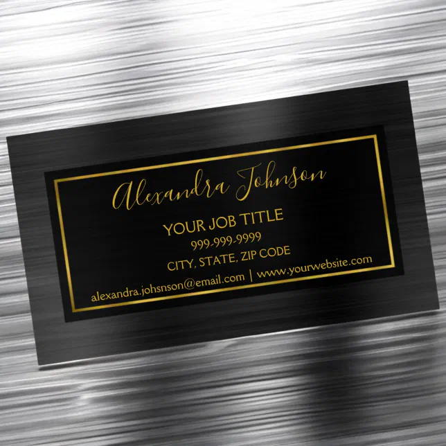Black and Gold Foil Modern Metallic Business Card Magnet | Zazzle