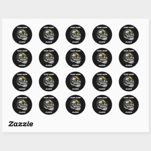 Black and Gold Football Helmet Classic Round Sticker | Zazzle