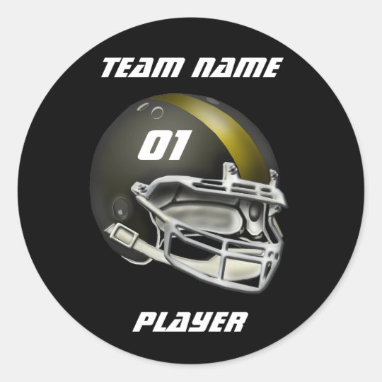 Black and Gold Football Helmet Classic Round Sticker | Zazzle.com