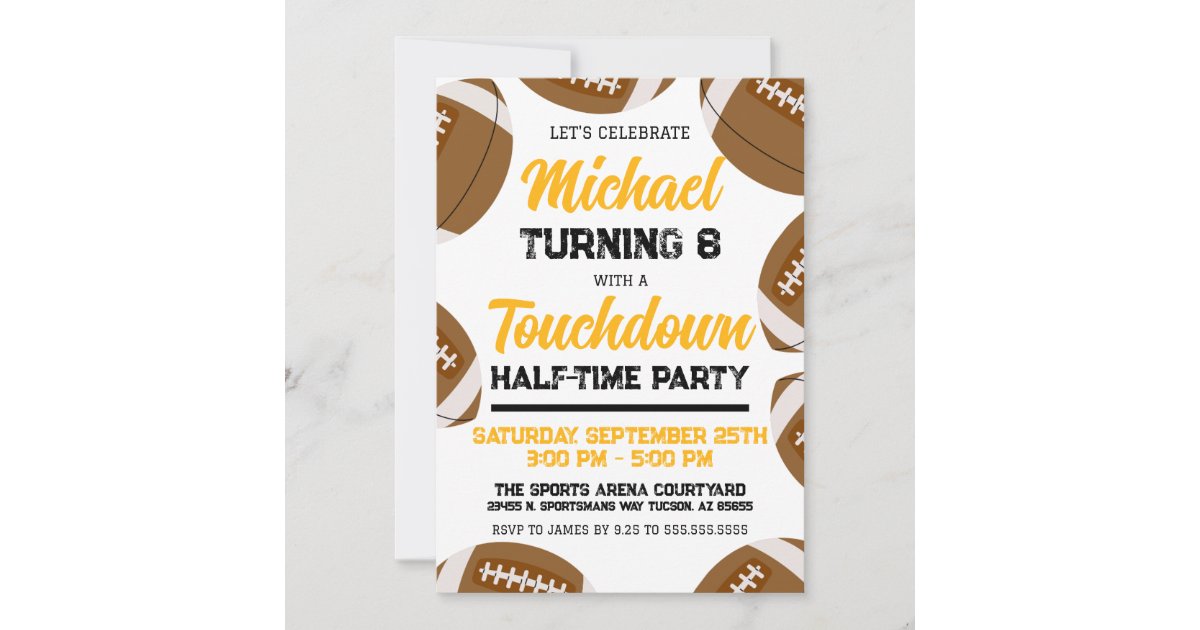 Black and Gold Football Team Birthday Party Invitation | Zazzle