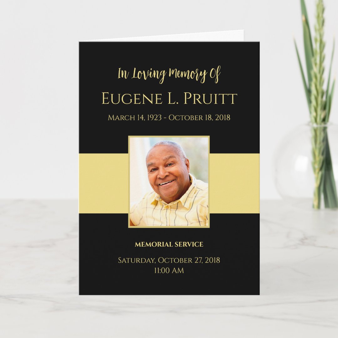 Black and Gold Funeral Memorial Program | Zazzle