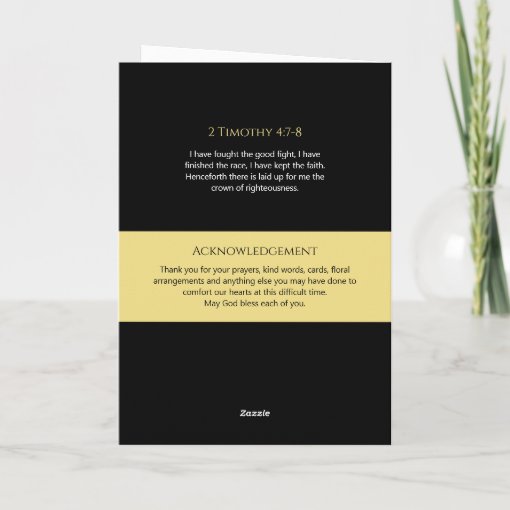Black and Gold Funeral Memorial Program | Zazzle