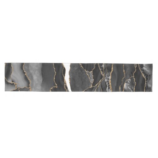 Black and Gold Glitter Agate Medium Table Runner | Zazzle