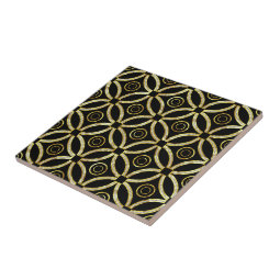 Black And Gold Glitter Geometric Pattern Tile | Zazzle