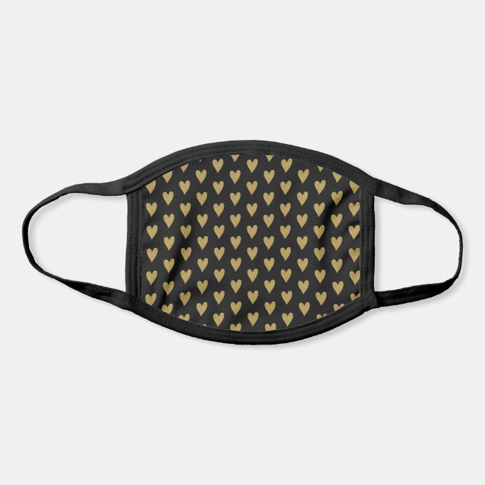 Black And Gold Glitter Heart Face Mask | Zazzle.com