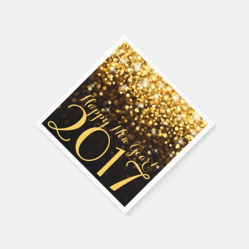 Black and Gold Glitter Sparkles New Years Eve Napkins | Zazzle