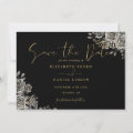 Black And Gold Gothic Floral Photo Wedding Save The Date | Zazzle