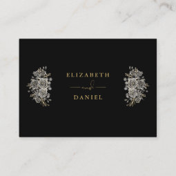 Black And Gold Gothic Floral Wishing Well Wedding Enclosure Card | Zazzle