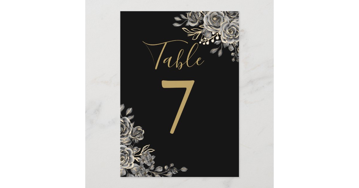 Black And Gold Gothic Wedding Table Number | Zazzle