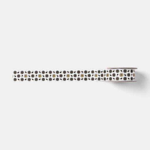 Black and Gold Graduation Cap Pattern Satin Ribbon | Zazzle
